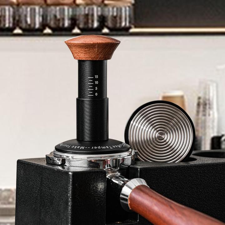 Loviver Coffee Tamper Wooden Handle Leveler Spring Loaded Espresso ...