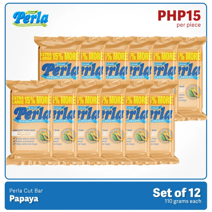 Perla Laundry Cut Bar Detergent 110g Papaya - Home Care (Set of 12 ...