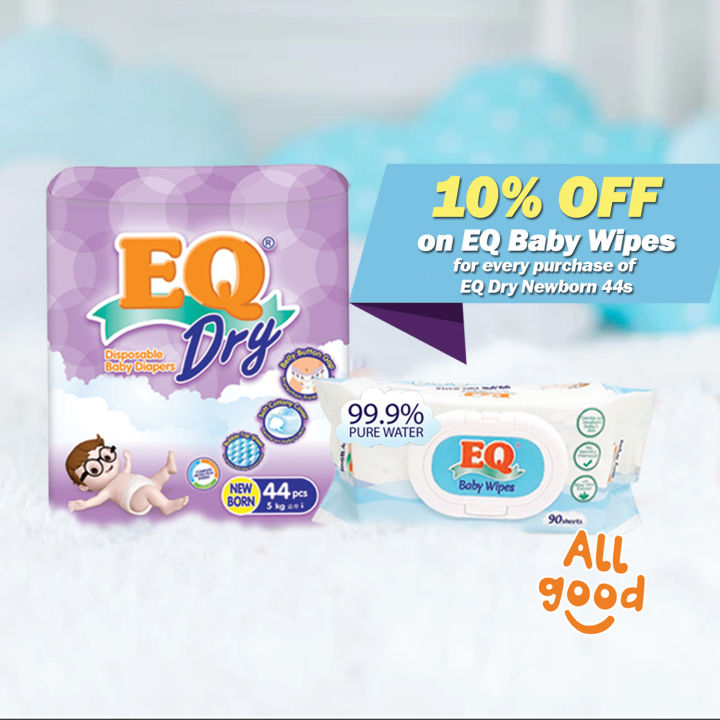 10% Off on EQ Baby Wipes 99.9% Pure Water for every purchase of EQ Dry ...