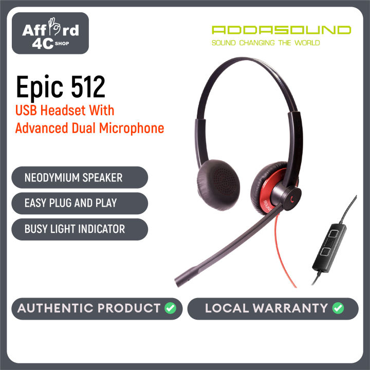 Addasound Epic 512 Binaural Headset with Double Microphone Noise ...