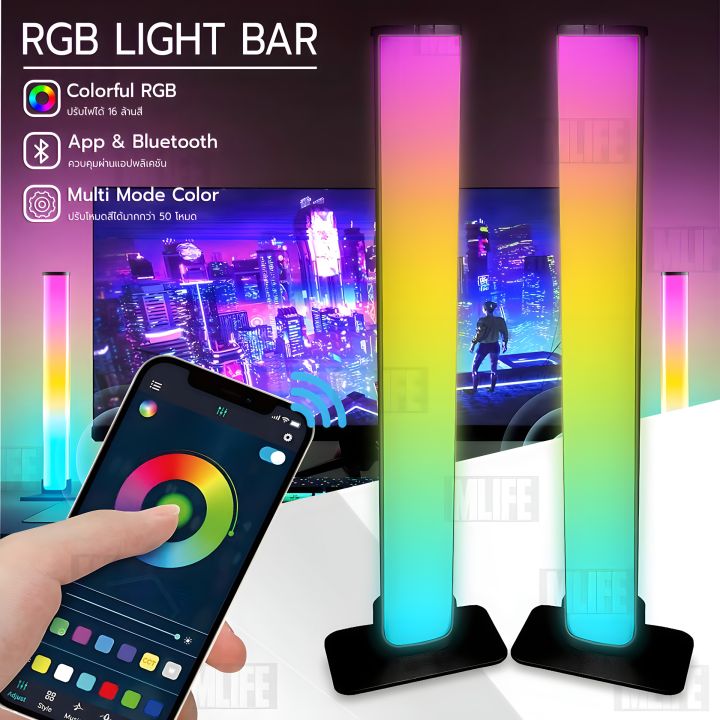 MLIFE - ไฟตั้งโต๊ะ 1 คู่ RGB ไฟแต่งห้อง ไฟ LED กระพริบตามจังหวะเพลง โคม ...