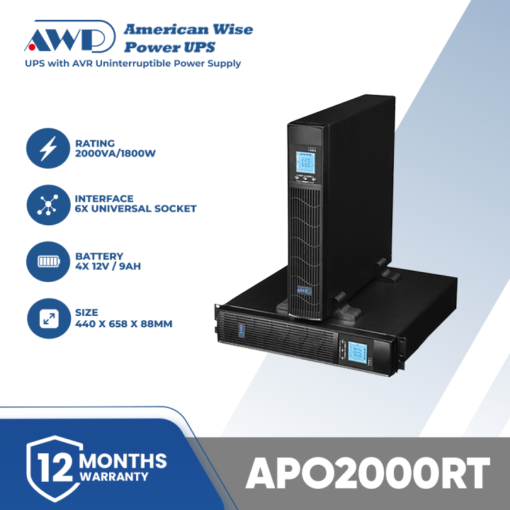 AWP APO 2000RT Alpha RT 2000VA/1800W High Density Version of On-Line ...
