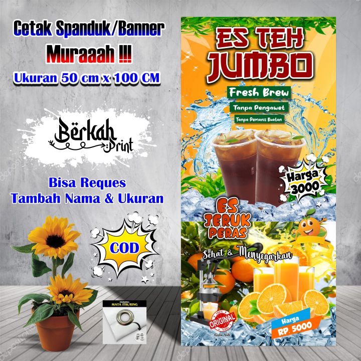 Spanduk Banner Es Teh Jumbo & Es Jeruk Peras Ukuran 50 cm x 100 cm ...