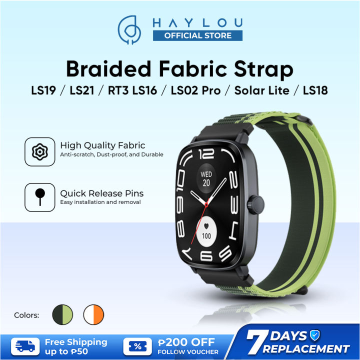 Haylou Braided Fabric Strap RS5 LS19, Solar Neo LS21, LS16, LS02 Pro, Solar Lite, & Solar Pro ...