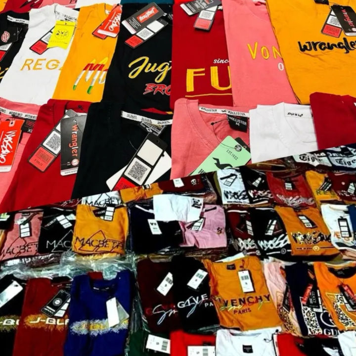 Bundle of 10pcs Men and Women T-shirts Overrun Assorted Random Halo-halo Mall Quality ...