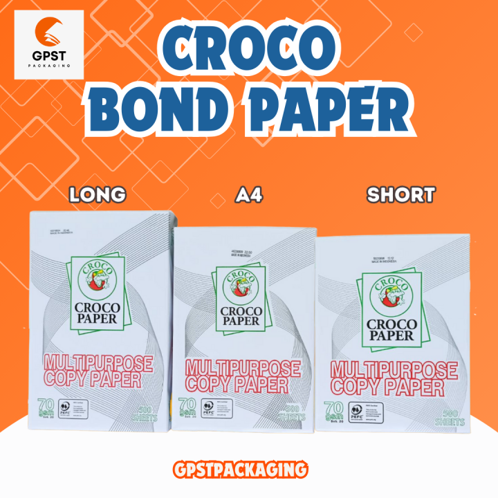 CROCO/SMARTIST BOND PAPER 70 GSM SUB 20 500 SHEETS PER REAM | SHORT ...