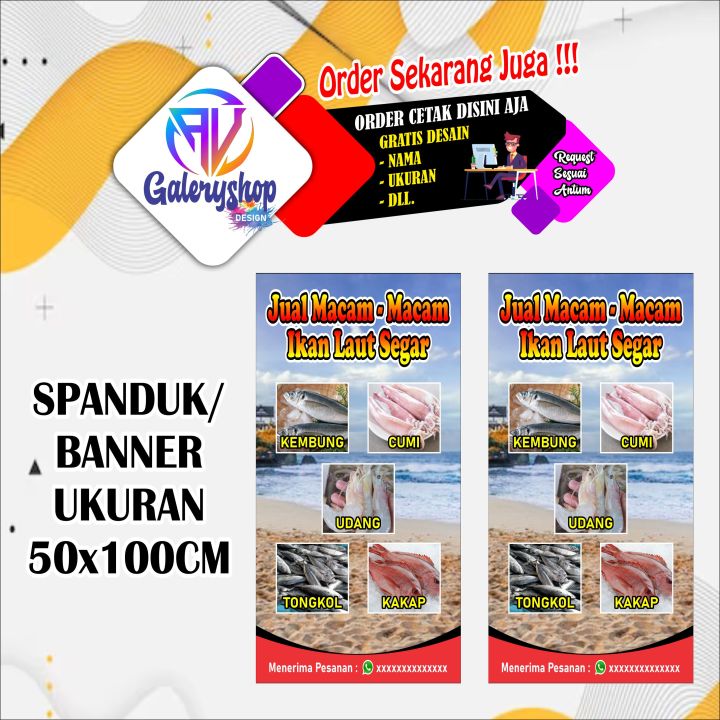MMT, Spanduk, plang jual ikan . ukuran 50x100 cm | Lazada Indonesia
