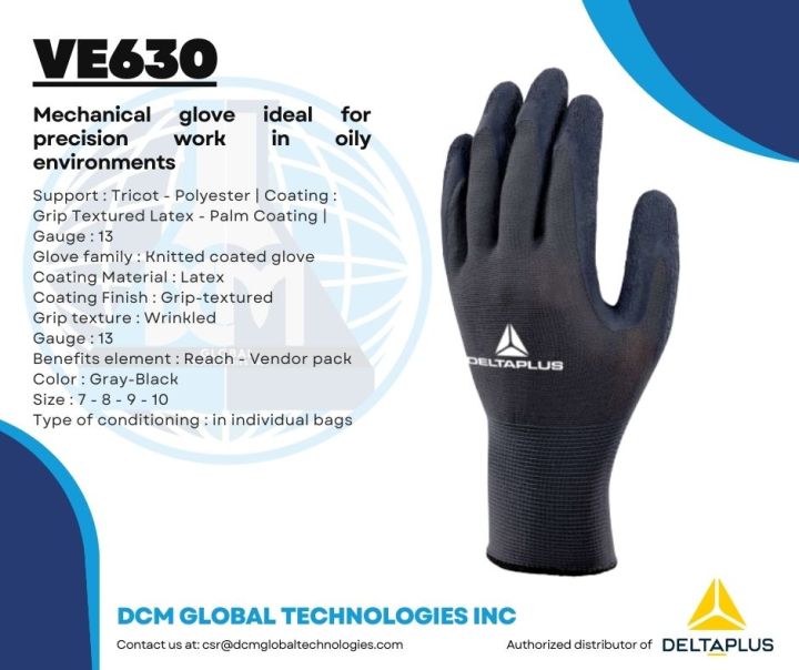 DELTAPLUS- VE630 WORKS IN WET ENVIRONMENT Mechanical glove ideal for ...