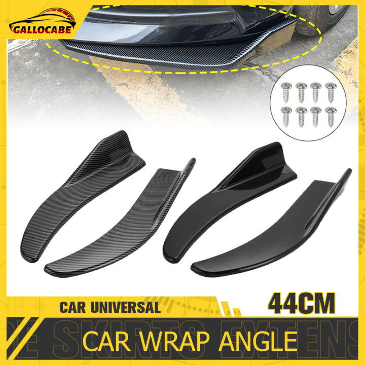 1 Pair Universal Black/Carbon fiber Car Front Shovel Bumper Lip ...