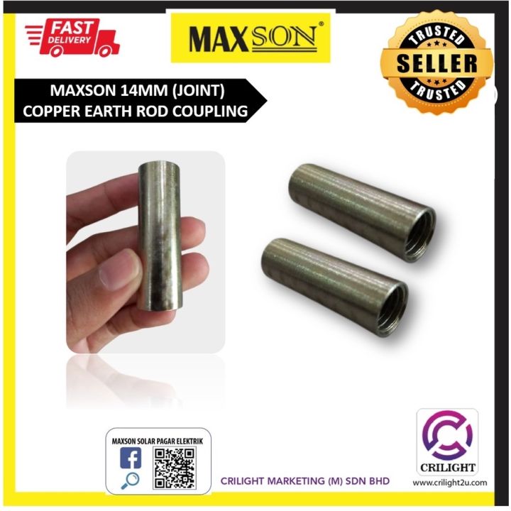 Crilight MAXSON 14MM (JOINT) COPPER EARTH ROD COUPLING / penyambung ...