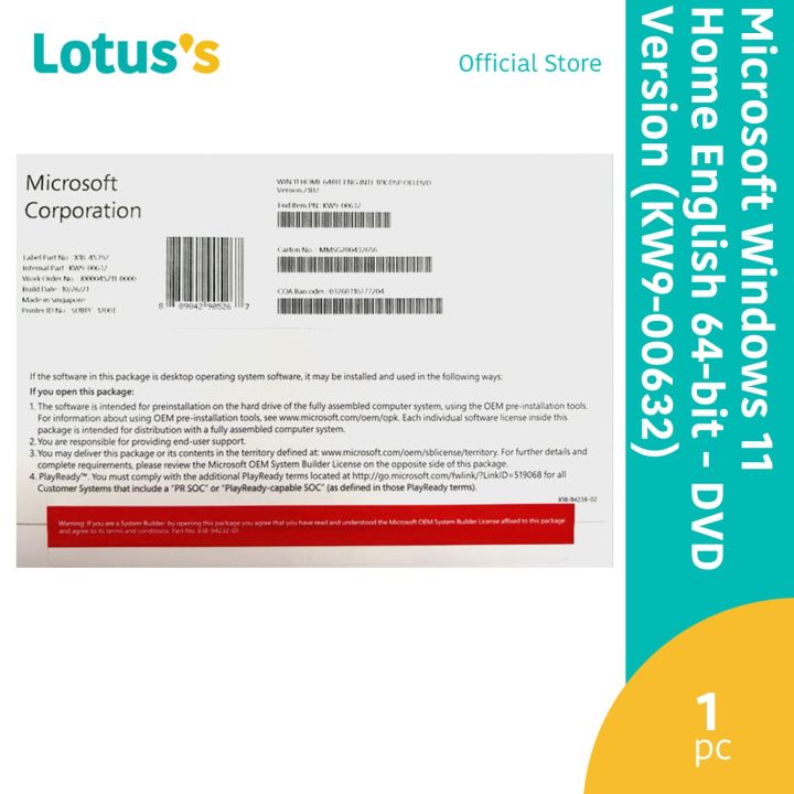Microsoft Windows 11 Home English 64-Bit - Dvd Version (Kw9-00632) | Lazada