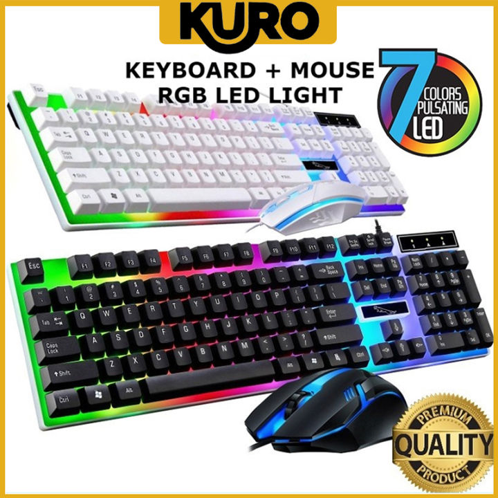 Kuro Set Keyboard Dan Tetikus Wired USB Luminous Gaming RGB Light ...