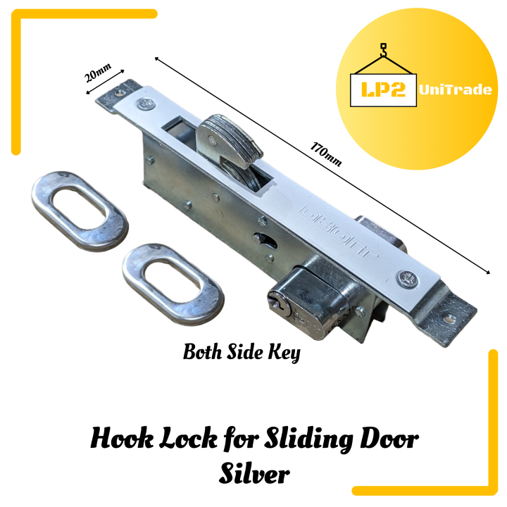 Sliding Door Hook Lock | Aluminum Glass Door Lockset | Both Side Key ...