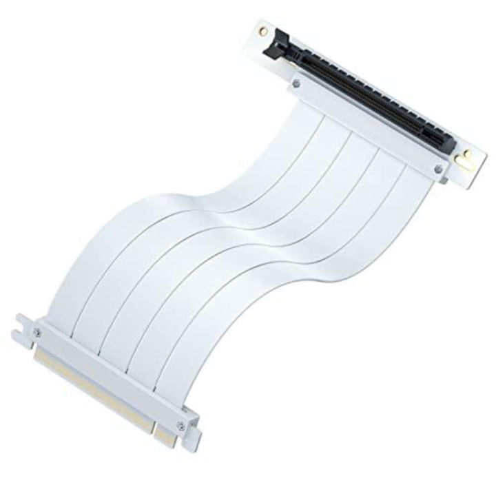 White PCIe 4.0 x16 Riser Cable, EMI Shielded High-Speed Flexible ...