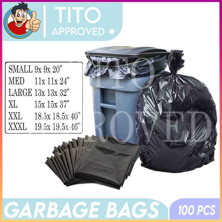 100pcs Black Garbage Flat Bag Plastic Bag Trash Bag Roll Basurahan ...