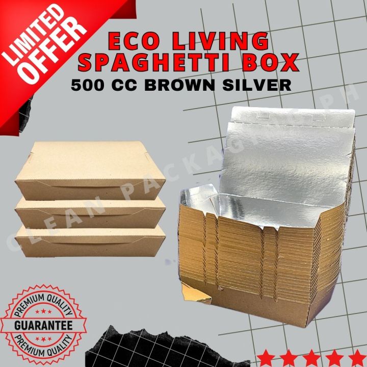 [25 PCS] SPAGHETTI BOX 500CC BROWN SILVER MEAL BOX | Lazada PH
