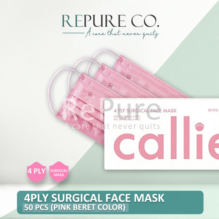 【FREE SHIPPING】CALLIE Premium 4 Ply Surgical Face Mask 50 Pieces 30 ...