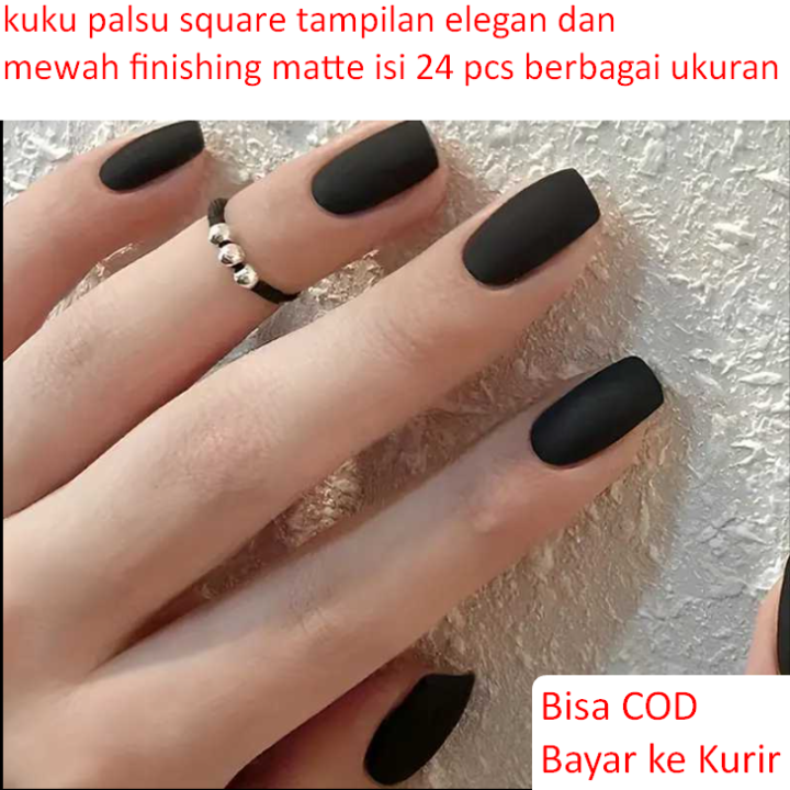 kuku palsu square tampilan elegan dan mewah finishing matte isi 24 pcs ...