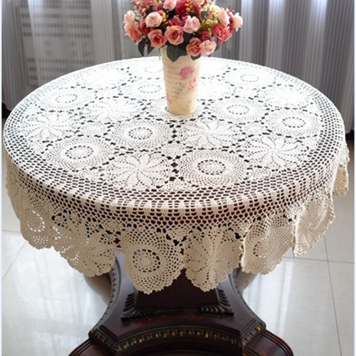 sfdfg Handmade Tablecloth Nice Hand Crochet Dinner Round Table Cloth ...