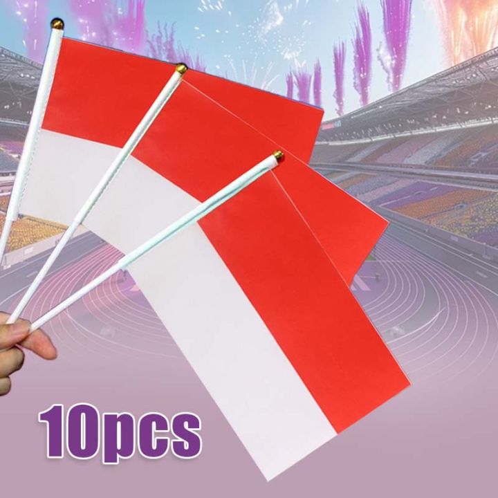 10 Pcs Bendera Merah Putih Pawai Bendera Tangan Indonesia Bendera Merah ...