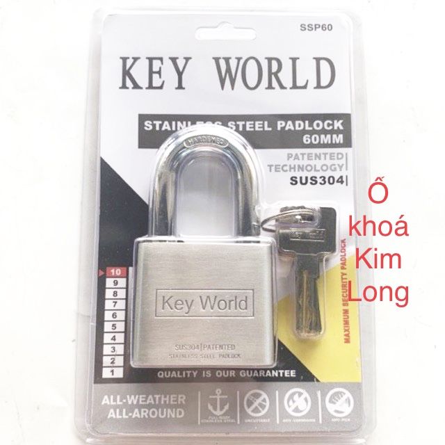 [HCM]Ổ khoá 6 phân inox 304 Keyworld Key World chống cắt chống trộm tuyệt đối | Lazada.vn