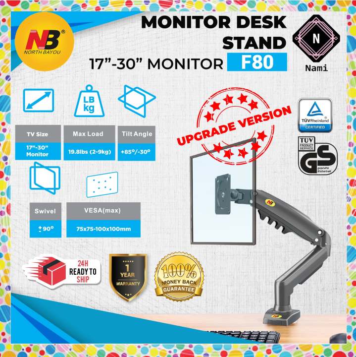 NB F80 North Bayou 17 to 30 Inch Gas Strut Monitor LCD LED Monitor Holder TV Desktop Bracket ...