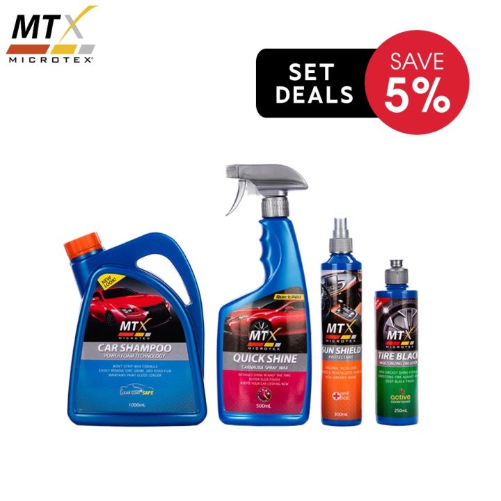 Microtex Car Care Cleaning Package 2 (Car Shampoo 1L, Sunshield 300ml ...