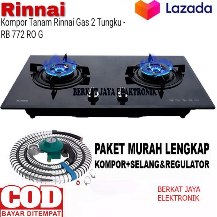 Kompor Rinnai RB-772 RO (G) Kompor Gas Tanam Kaca 2 Tungku/Kompor ...