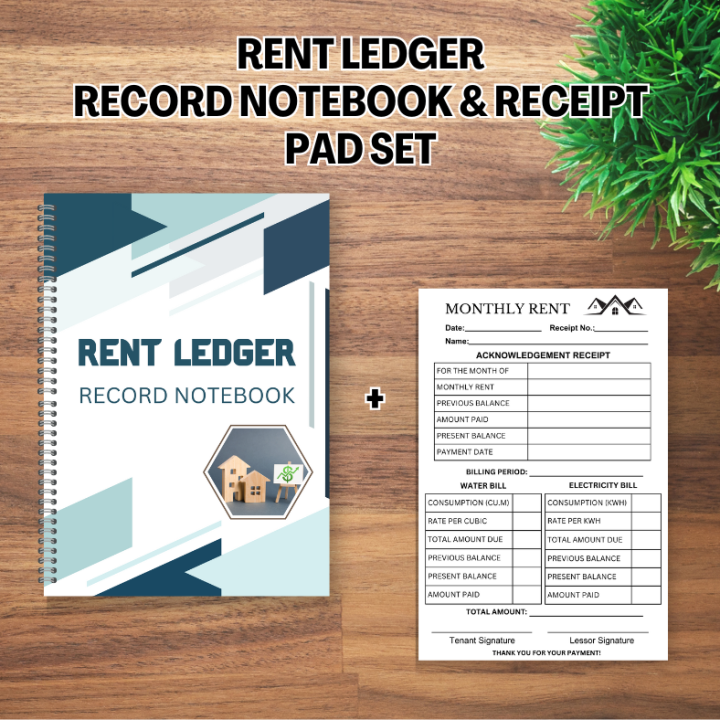 JM Creatink Rent Ledger Record Notebook + Transaction Slip Receipt Pad ...