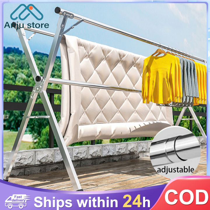 【Reinforce/Extendable】Foldable Sampayan Stainless Clothes Hanger Rack ...