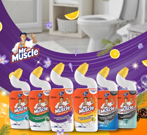 MR MUSCLE TOILET BATHROOM CLEANER MARINE DEEP ACTION GEL 2 X 500ML ...