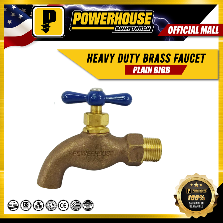 POWERHOUSE Brass Plain Bibb Faucet 1/2" (Blue Handle) Heavy Duty PHHT ...