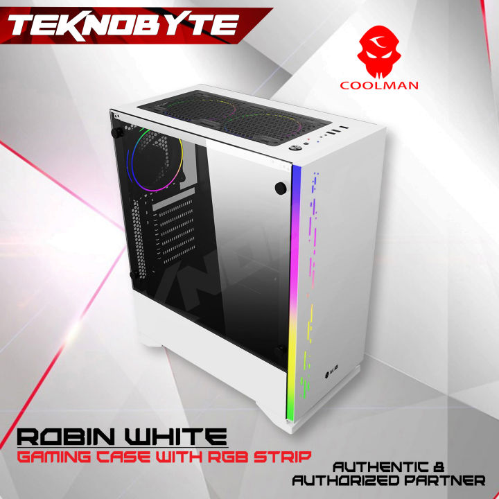 Coolman ROBIN White Gaming Case with Led Strips | Lazada PH