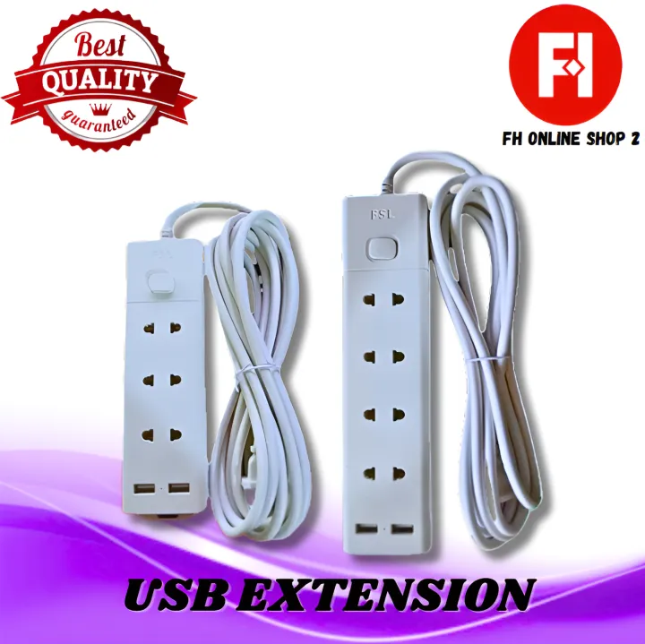 [COD] Power Socket (USB) // 10A-250V⁓ Extension Cord 3 Gang & 4 Gang ...