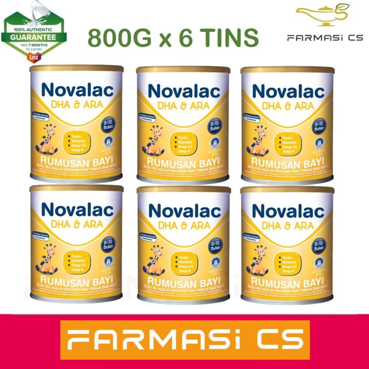 Novalac DHA & ARA Infant Formula (0-12 bulan) 800g x 6 Tins EXP:09/2026 | Lazada