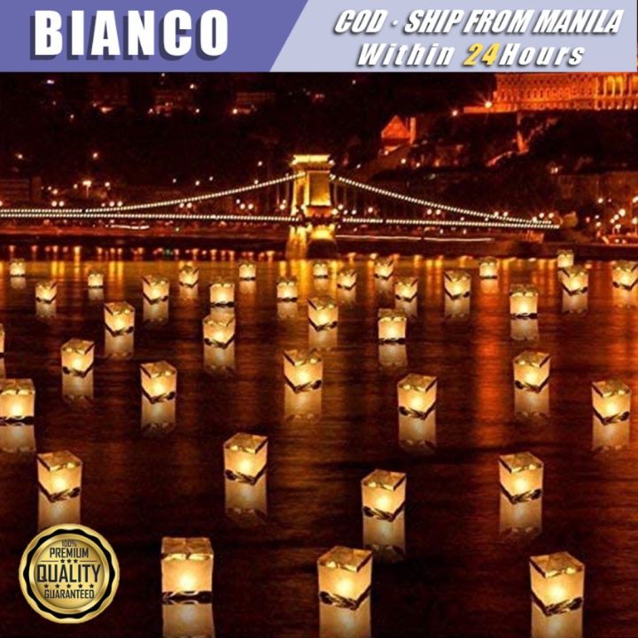 10Pcs Waterproof Wishing Lanterns 11*11cm Square Water Floating Candle ...