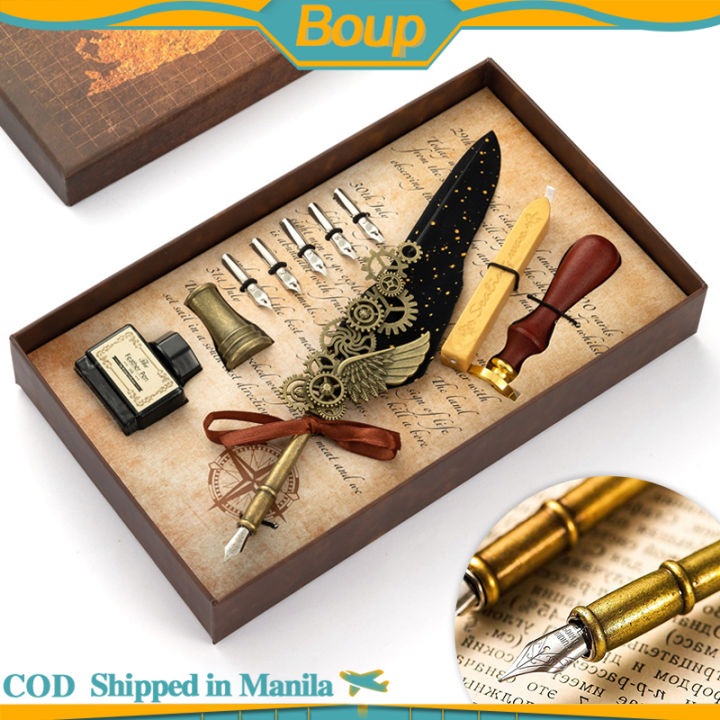 Mechanical Feather Pen Kit Fountain Dip Pen And Ink Set, For Beginners ...