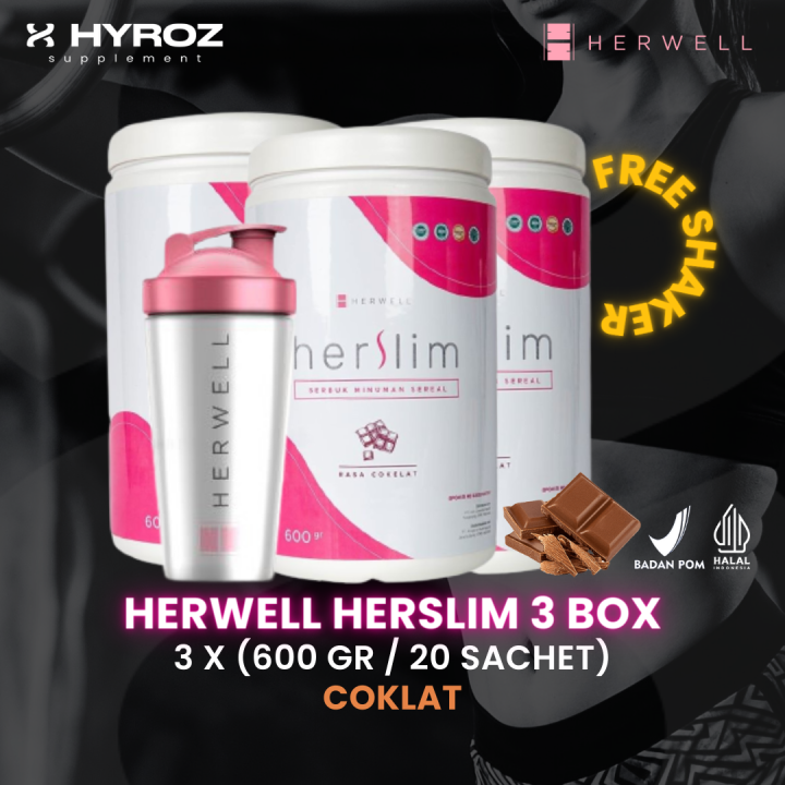 HERWELL : HERSLIM 20sachet - 3 BOX - RASA COKLAT (Meal Replacement ...