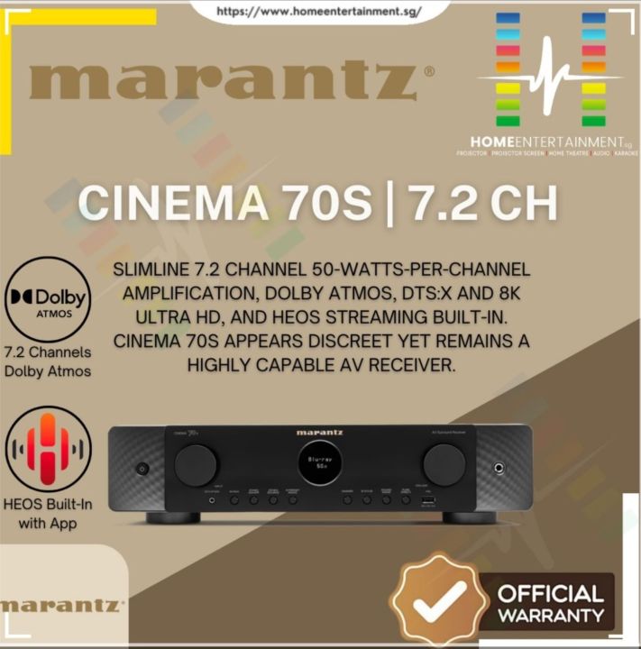 Marantz Cinema 70s | 7.2 Channels 50W Per Channel Slimline Design 6 HDMI Inputs plus eARC 8K ...