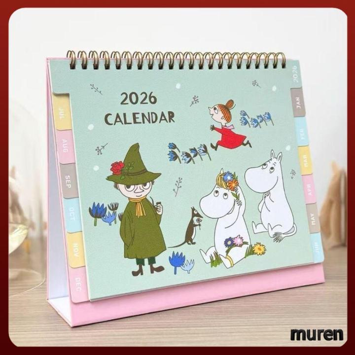 MUREN With Memo Notes 2026 Moomin Desk Calendar Coil Binding Flip ...