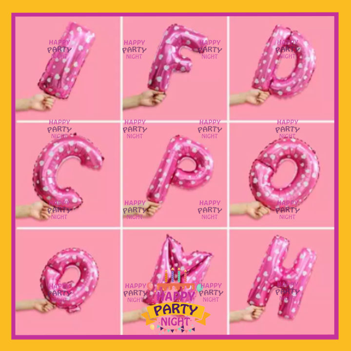 Happy Party Night pink alphabet 16 inches letter foil balloon letter ...