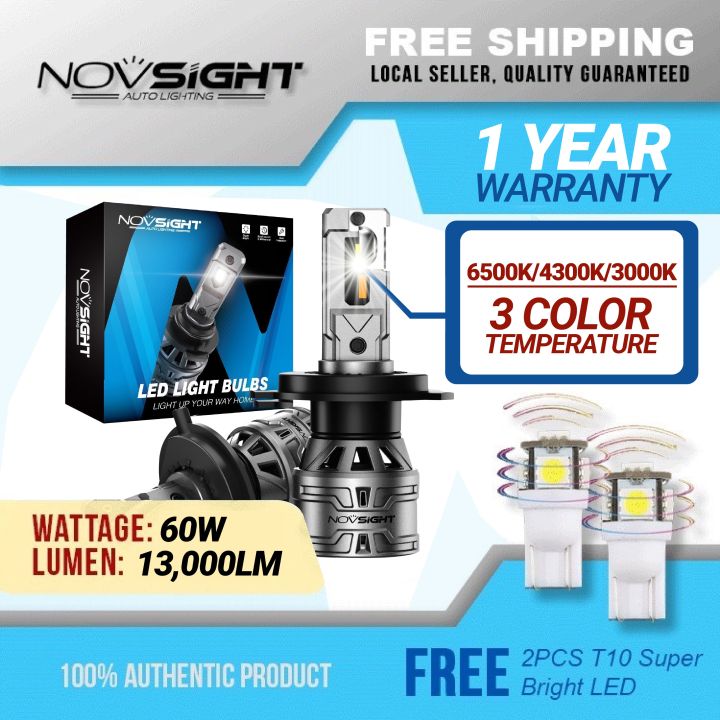 [𝐓𝐑𝐈 𝐂𝐎𝐋𝐎𝐑 𝐍𝐎𝐕𝐒𝐈𝐆𝐇𝐓] NOVSIGHT N61T H11 13,000 Lumens 60 Watts For Cars ...