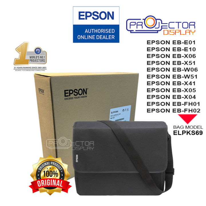 Original Epson Projector Soft Carrying Case / Bag, For EB-E10 / EB-X06 / EB-X51 / EB-W06 / EB ...