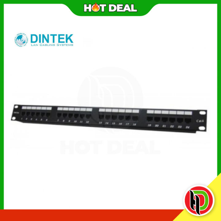 Hotdeal Dintek Cat.6 19 Patch Panel, 24 Ports, 1U ( with color label ...