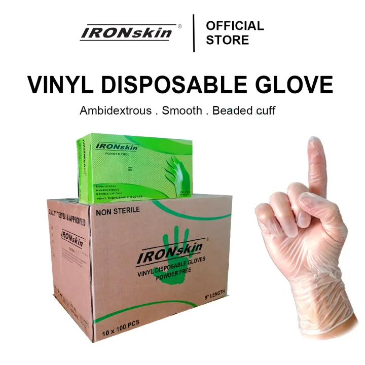 IRONskin Powder Free Vinyl Disposable Glove M4.5g 100Pcs/Box |10Box ...