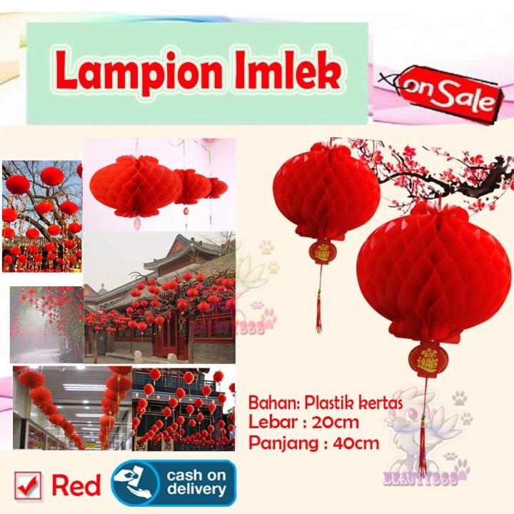 Beauty HONEYCOMB Sepasang Lampion Lipat Ukuran 24 CM / lampion plastik ...