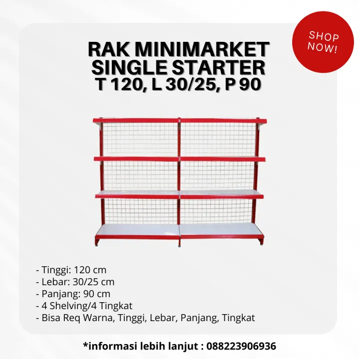 RAK SINGLE SATU SISI (L30-25)/ RAK SINGLE STARTER/ RAK BESI MINIMARKET ...