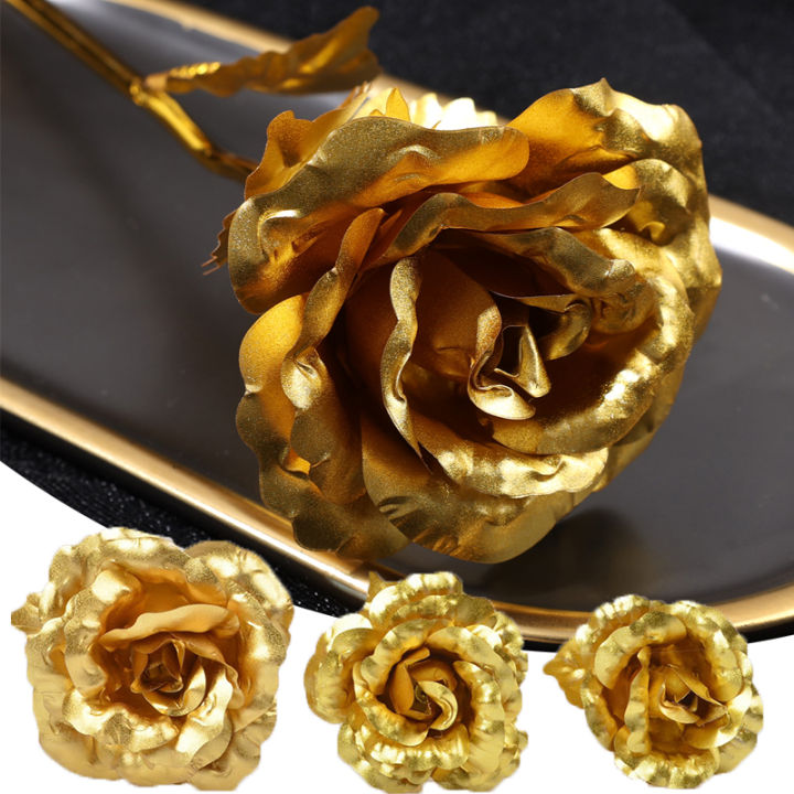 24k Gold Foil Rose Artificial Flowers Birthday Valentine Mother Day ...