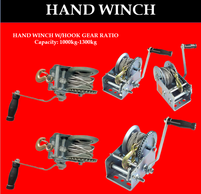TOYU HAND WINCH 600-1200lbs MANUAL WIRE ROPE WINCHES MECHANICAL WINCH ...