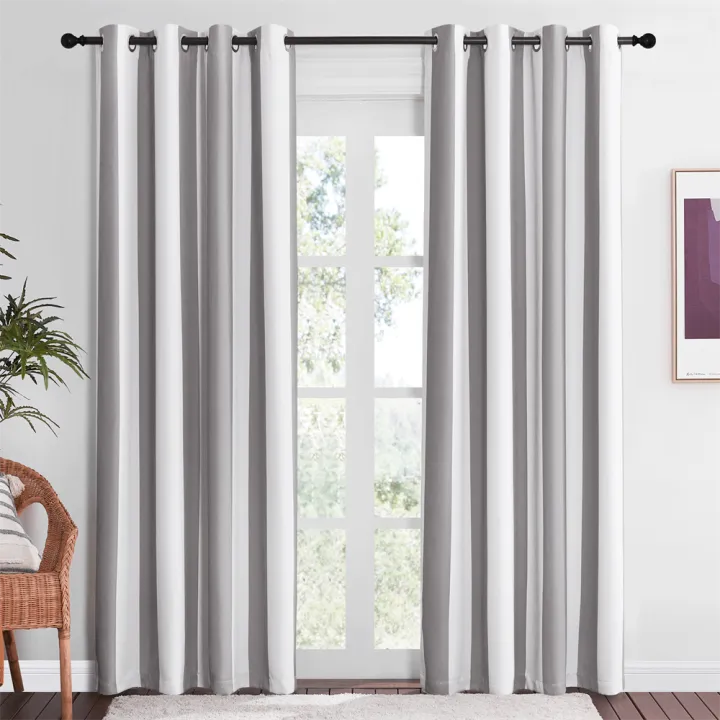 NICETOWN Vertical Stripes Outdoor Curtain Drape Blackout Blocking Fade ...